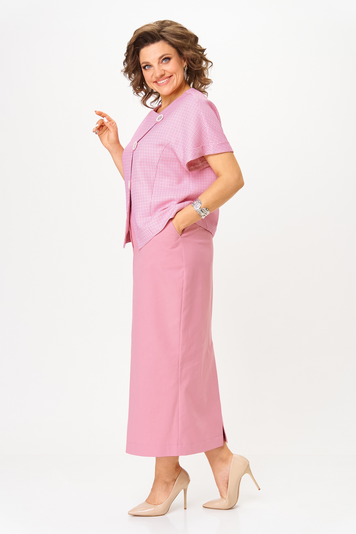 Костюм с юбкой 1422 розовый Michel Chic купить в интернет магазине | в наличии